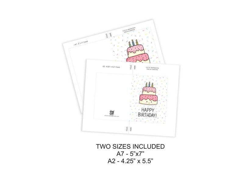 Cake Birthday Card | Digital Download | Happy Birthday | Hand Drawn ...