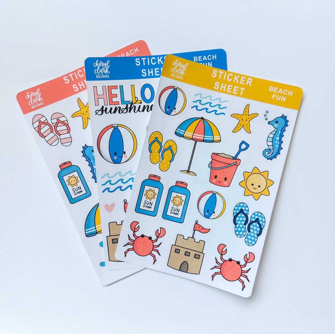 Beach Fun Sticker Bundle / Beach Theme Stickers / Summer Stickers / Sea ...