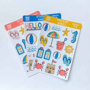 Beach Fun Sticker Bundle / Beach Theme Stickers / Summer Stickers / Sea ...