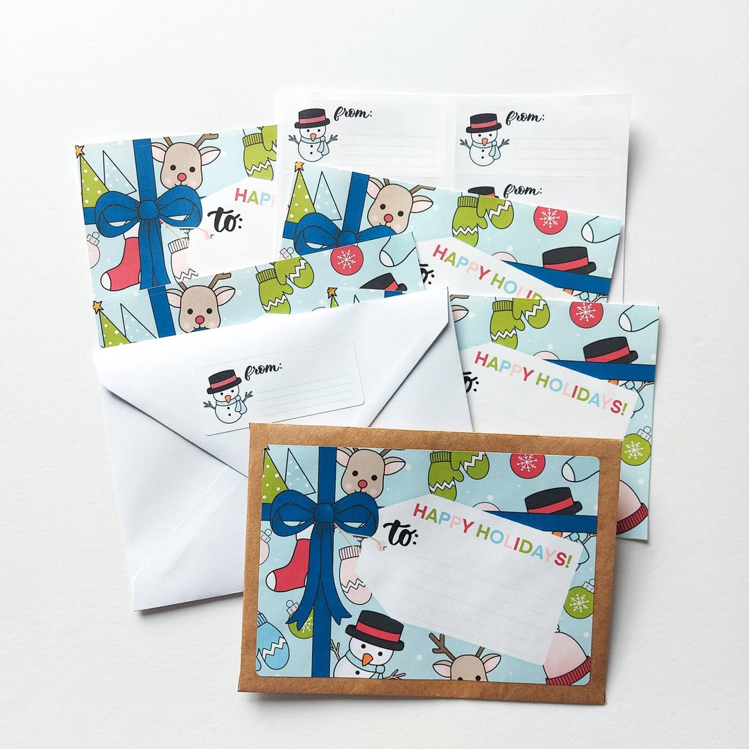 Happy Holidays Address Label Stickers / Pen Pal Happy Mail Stickers ...