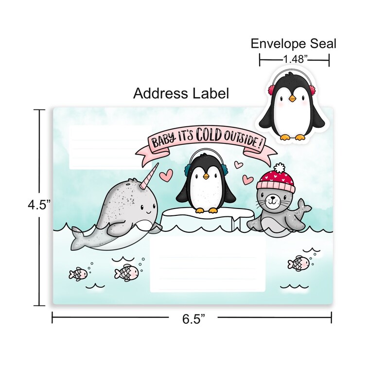 Arctic Animals Address Label Stickers / Pen Pal Happy Mail Stickers ...