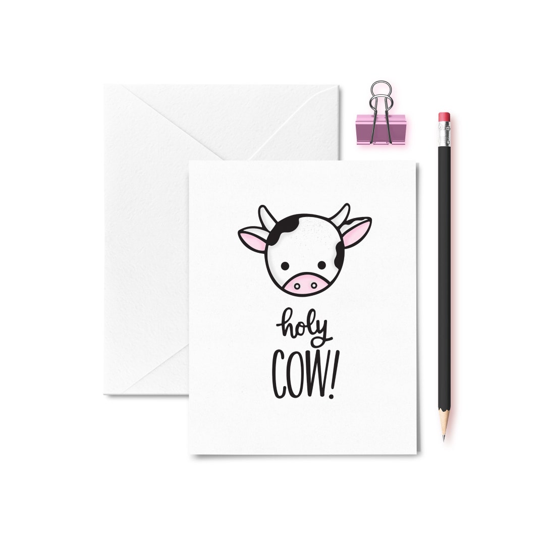 Cow Card / Farm Card / Blank Card / Hello Card / Friendship Card ...