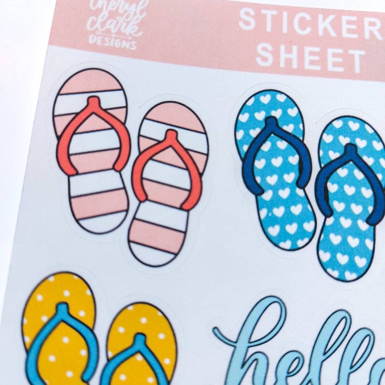 Flip-flop Sticker Sheets / Beach Theme Stickers / Summer Stickers ...