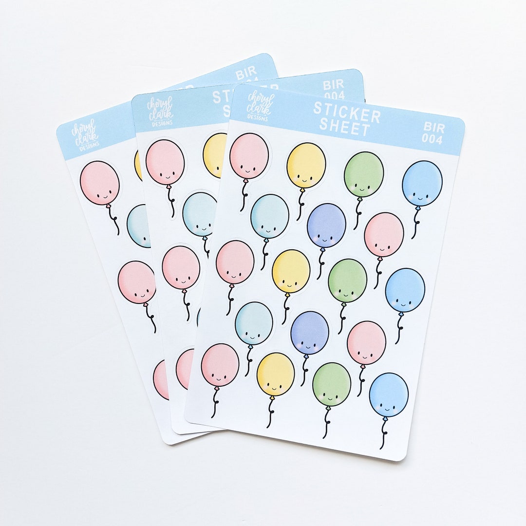 Balloon Stickers / Birthday Stickers / Paper Stickers / Peel off ...