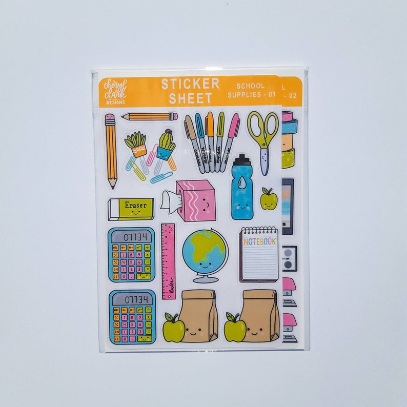 School Supply Stickers / Planner Stickers / Sticker Sheet / Hand Drawn ...