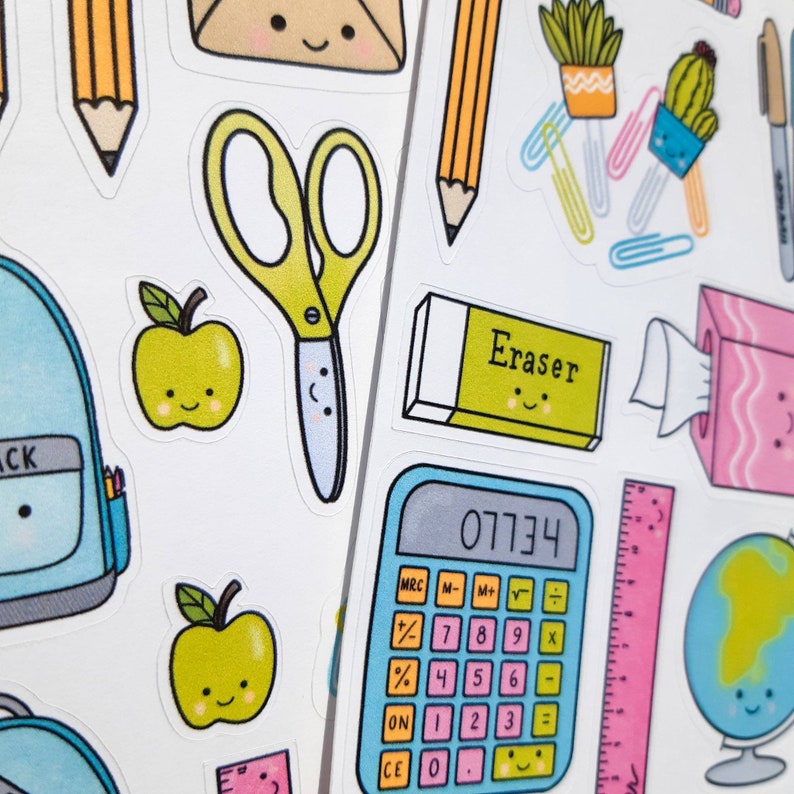 School Supply Stickers / Planner Stickers / Sticker Sheet / | Etsy