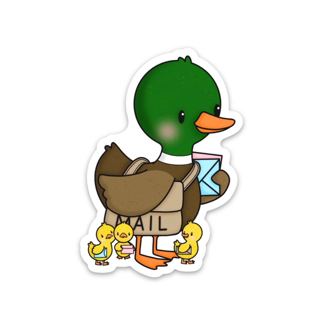 Duck Delivering Mail Sticker/ Happy Mail Duck Sticker / Cute Duck and ...