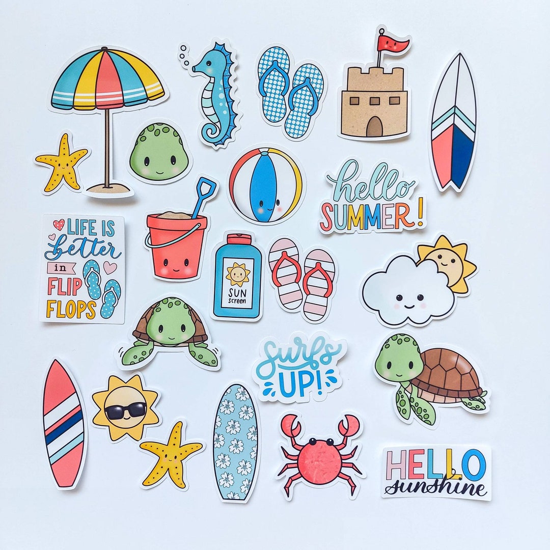 Beach Theme Stickers/ Summer Stickers / Planner Stickers/ Glossy ...
