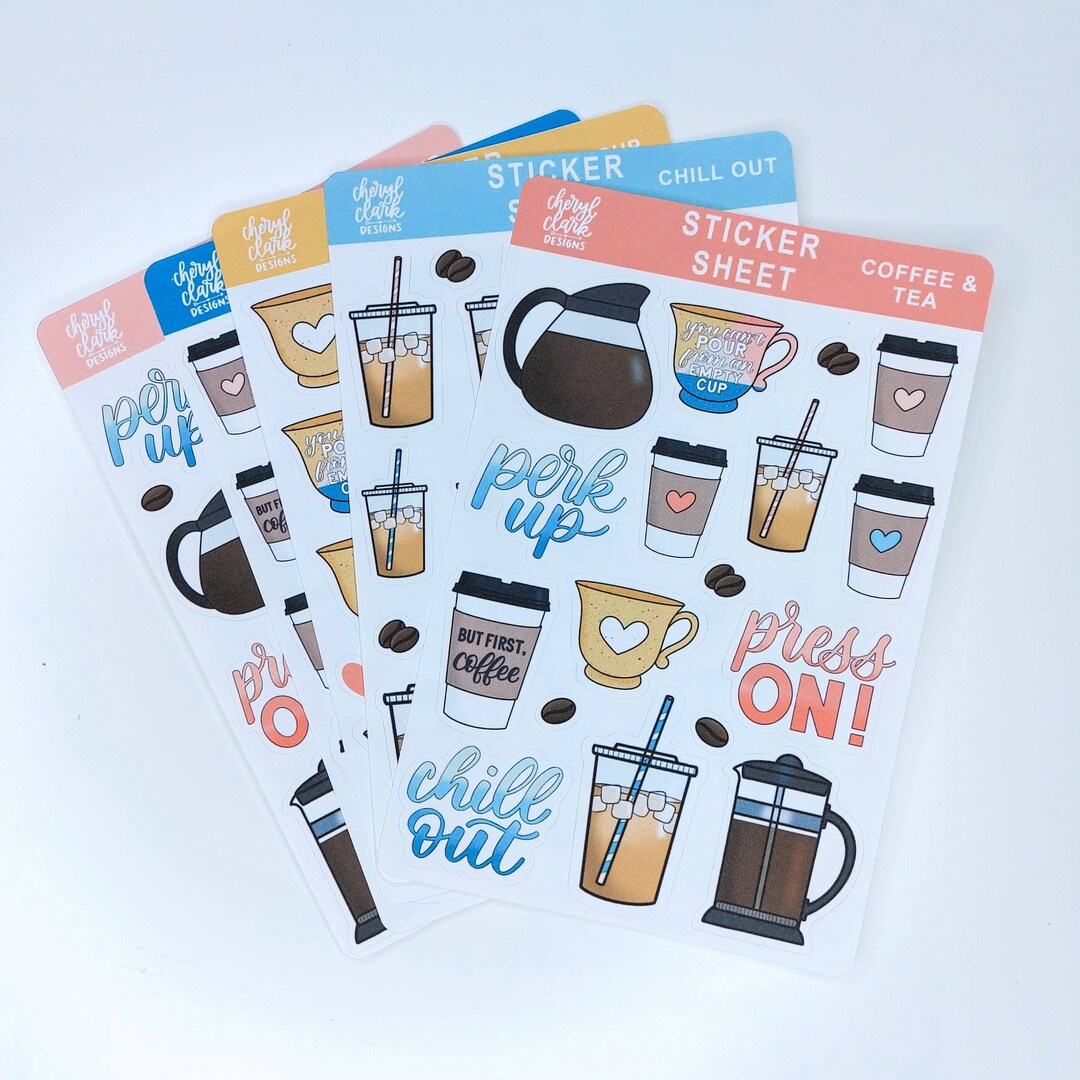 Coffee & Tea Sticker Bundle / Coffee Stickers / Self Care Stickers ...