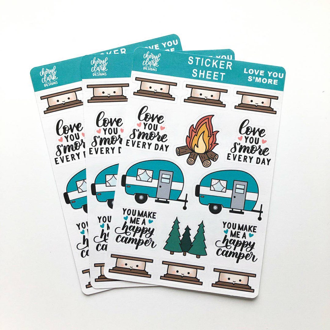 Camping Themed Stickers / Love You S'more / Planner Stickers ...
