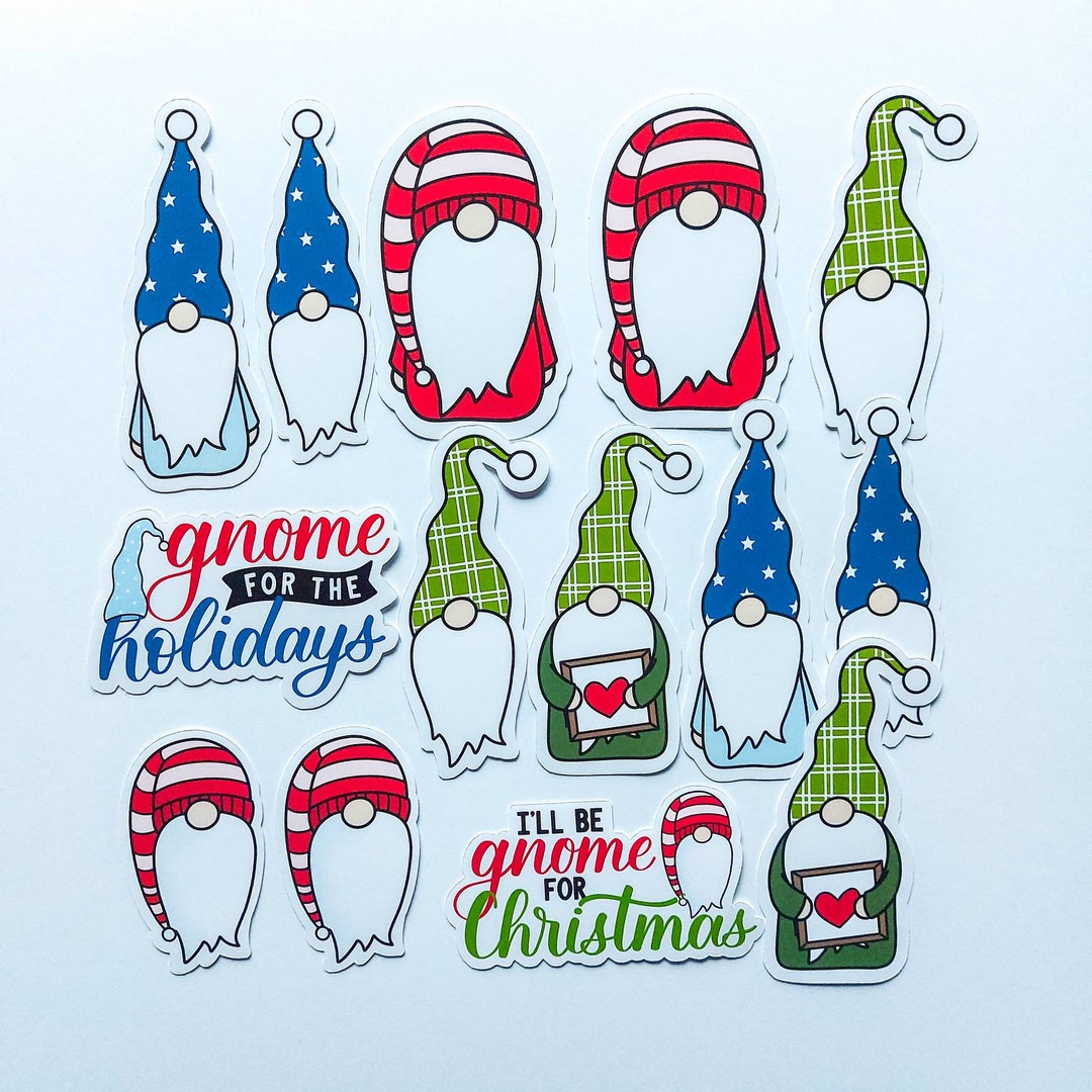 Gnome Stickers / Holiday Stickers / Die Cut Stickers / Gnome Christmas ...