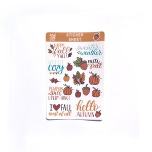 Fall Theme Stickers / Autumn Stickers / Fall Quote Stickers / Punpkin ...