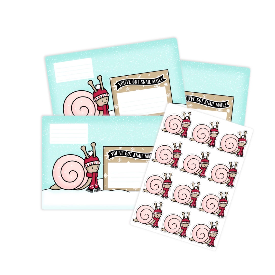 Snowy Snail Mail Address Label Stickers / Pen Pal Happy Mail Stickers ...