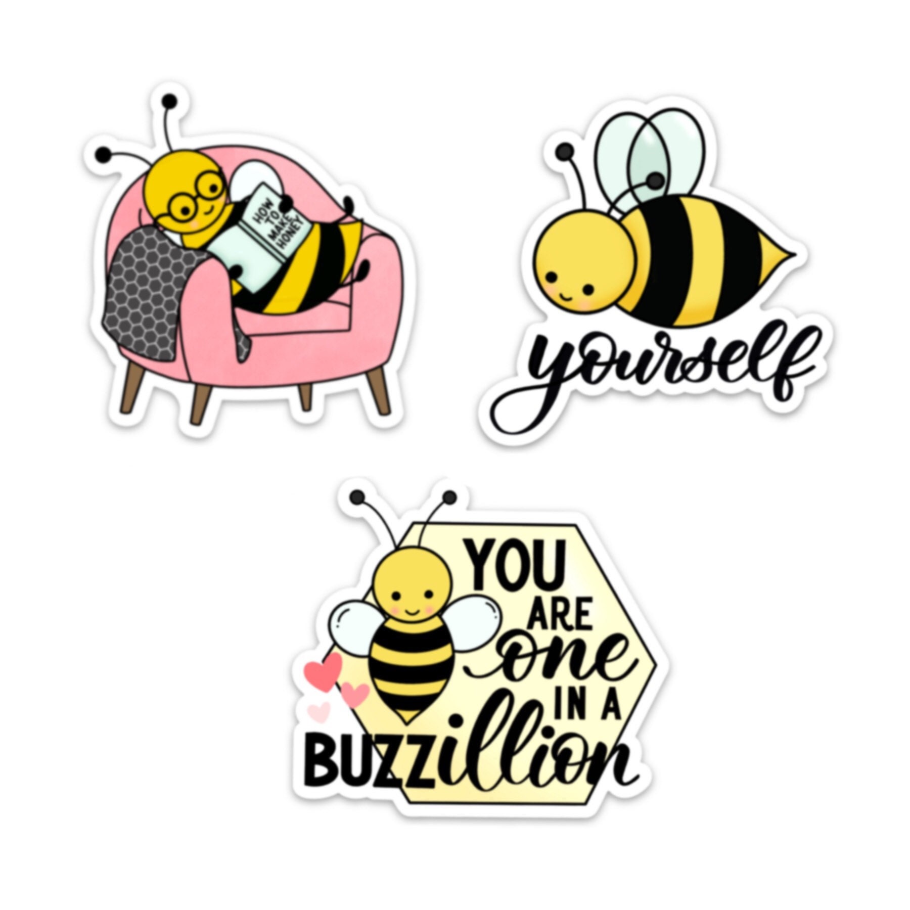 Bee Sticker Bundle / Waterproof Bee Sticker / Bee Puns / Hand | Etsy