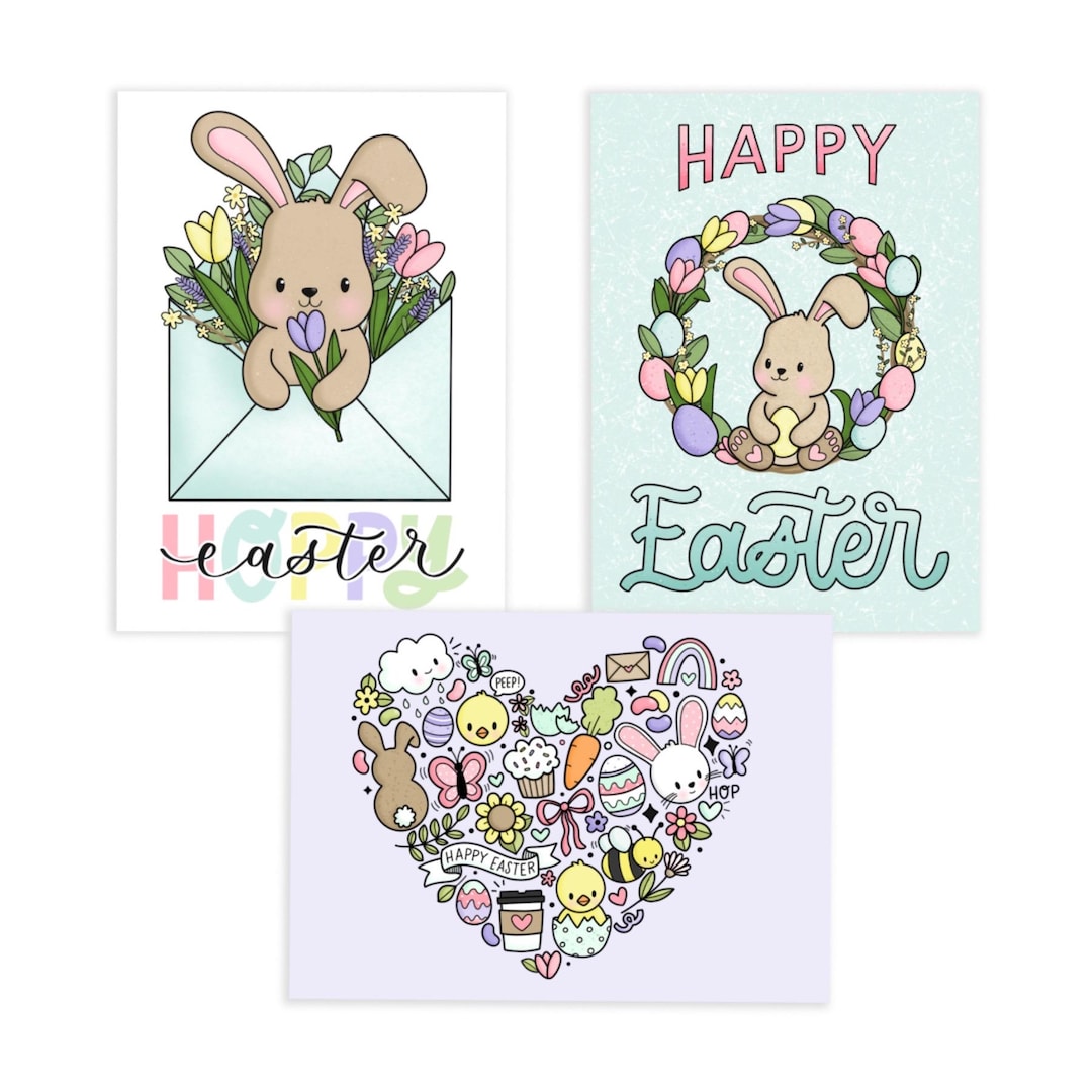 3 Pack Easter Postcards / Happy Mail / Snail Mail / Pen Pals / 5 X 7 ...