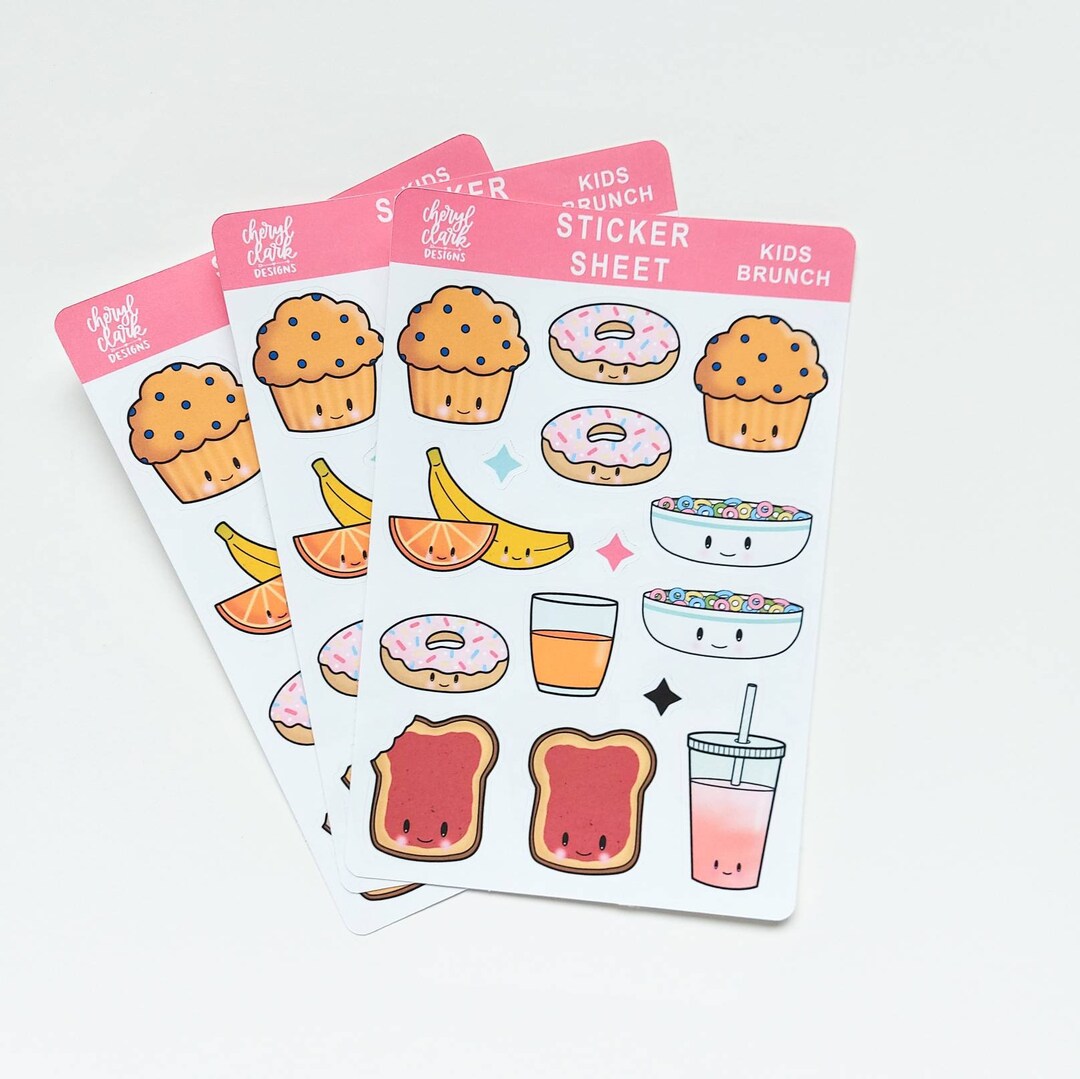 Brunch Sticker Sheets / Breakfast Stickers / Kids Brunch Sticker Sheets ...