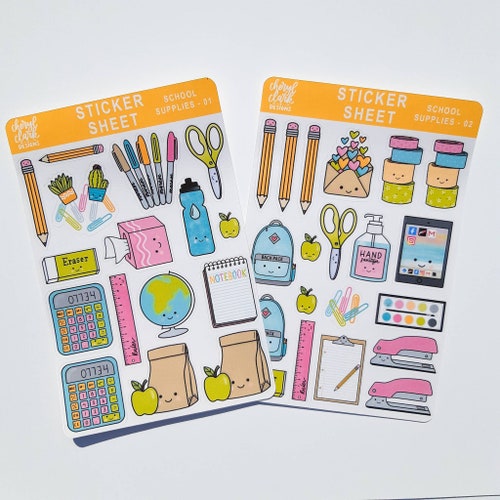 School Cats Sticker Sheet Cute Kawaii Aesthetic Stickers - Etsy