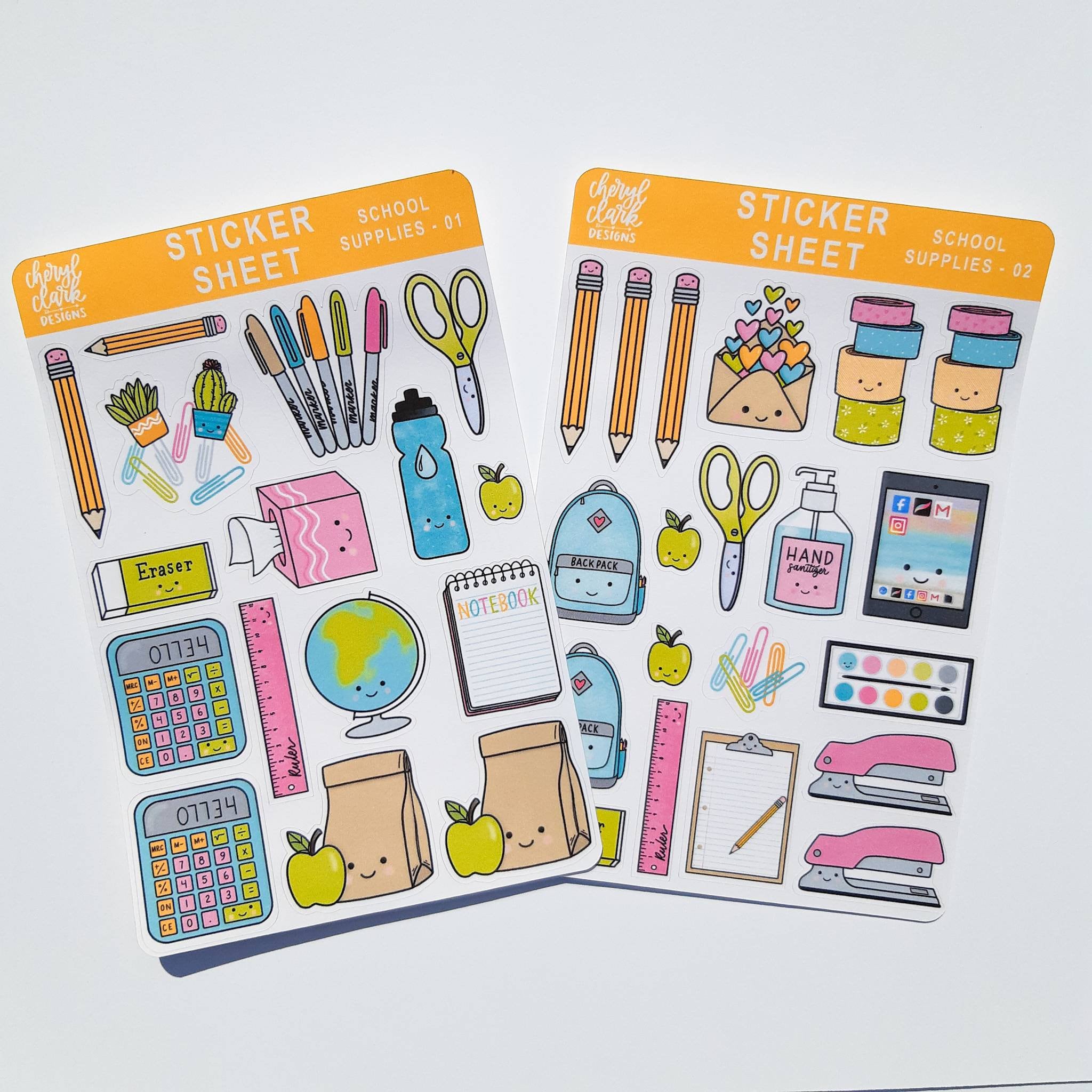 School Supply Stickers / Planner Stickers / Sticker Sheet / Hand Drawn ...