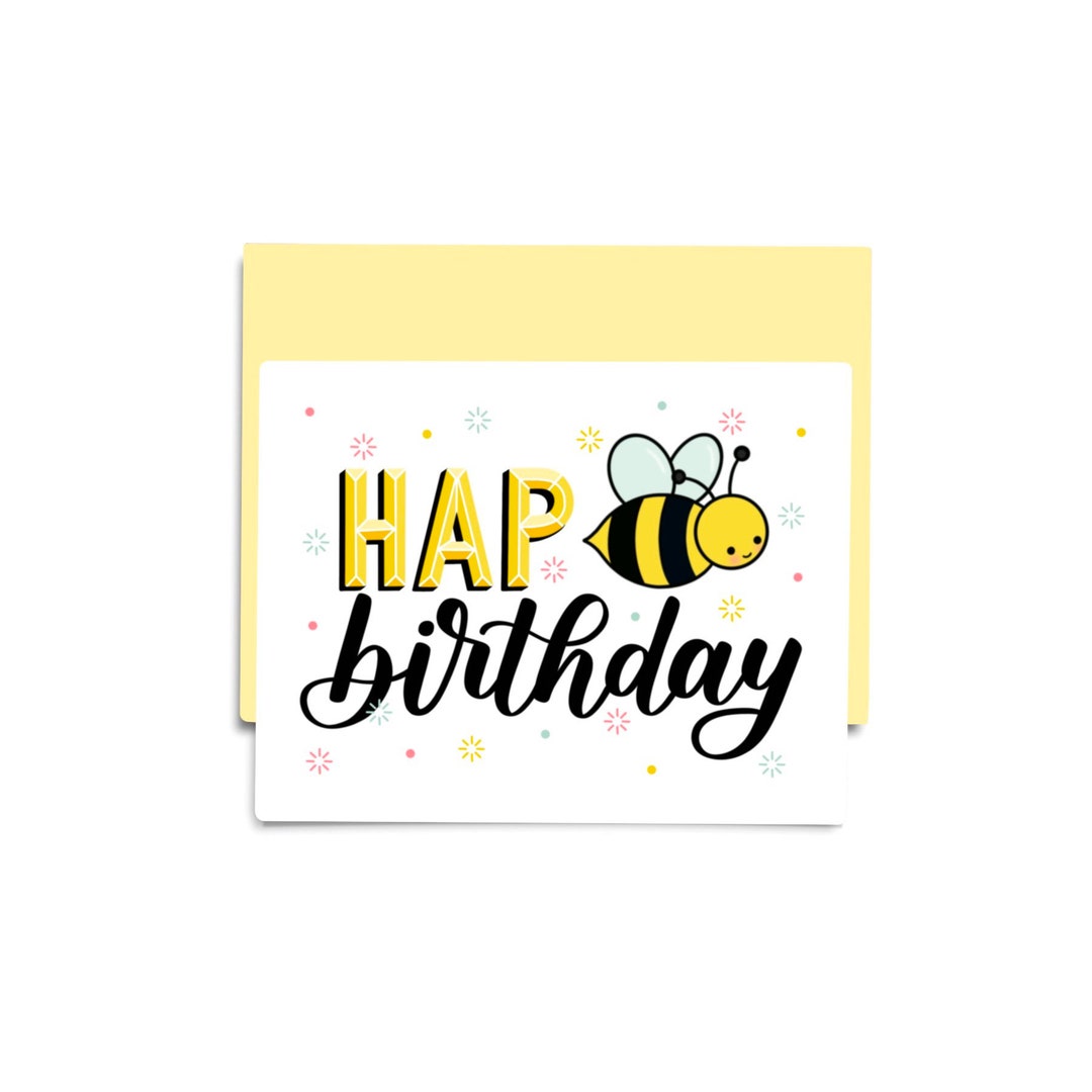 Hap-bee Birthday Card / Happy Birthday Card / Bee Pun / Kids Birthday ...