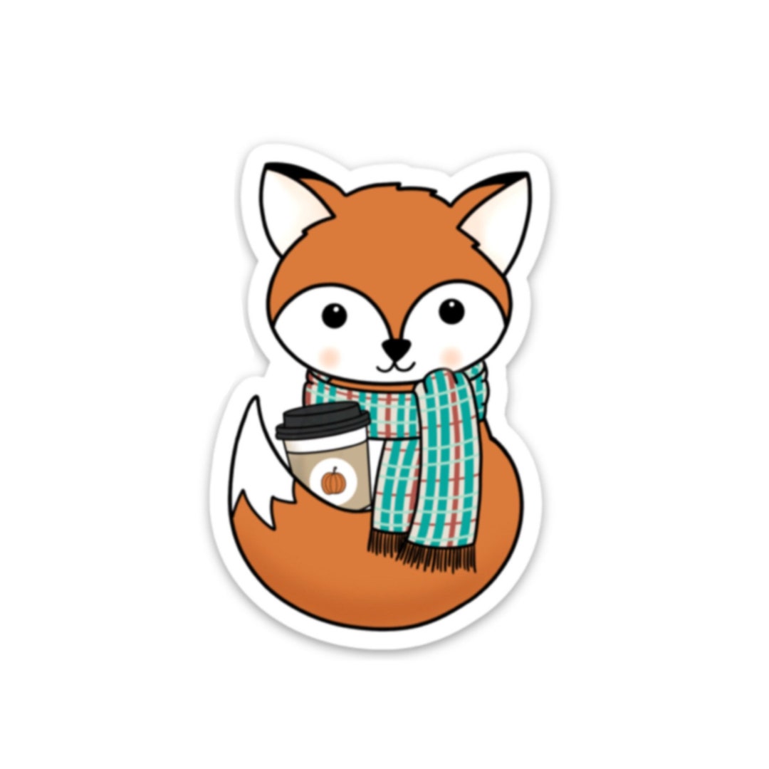 Fall Fox Sticker / Latte Sticker / Coffee Sticker / Fox Sticker / Die ...