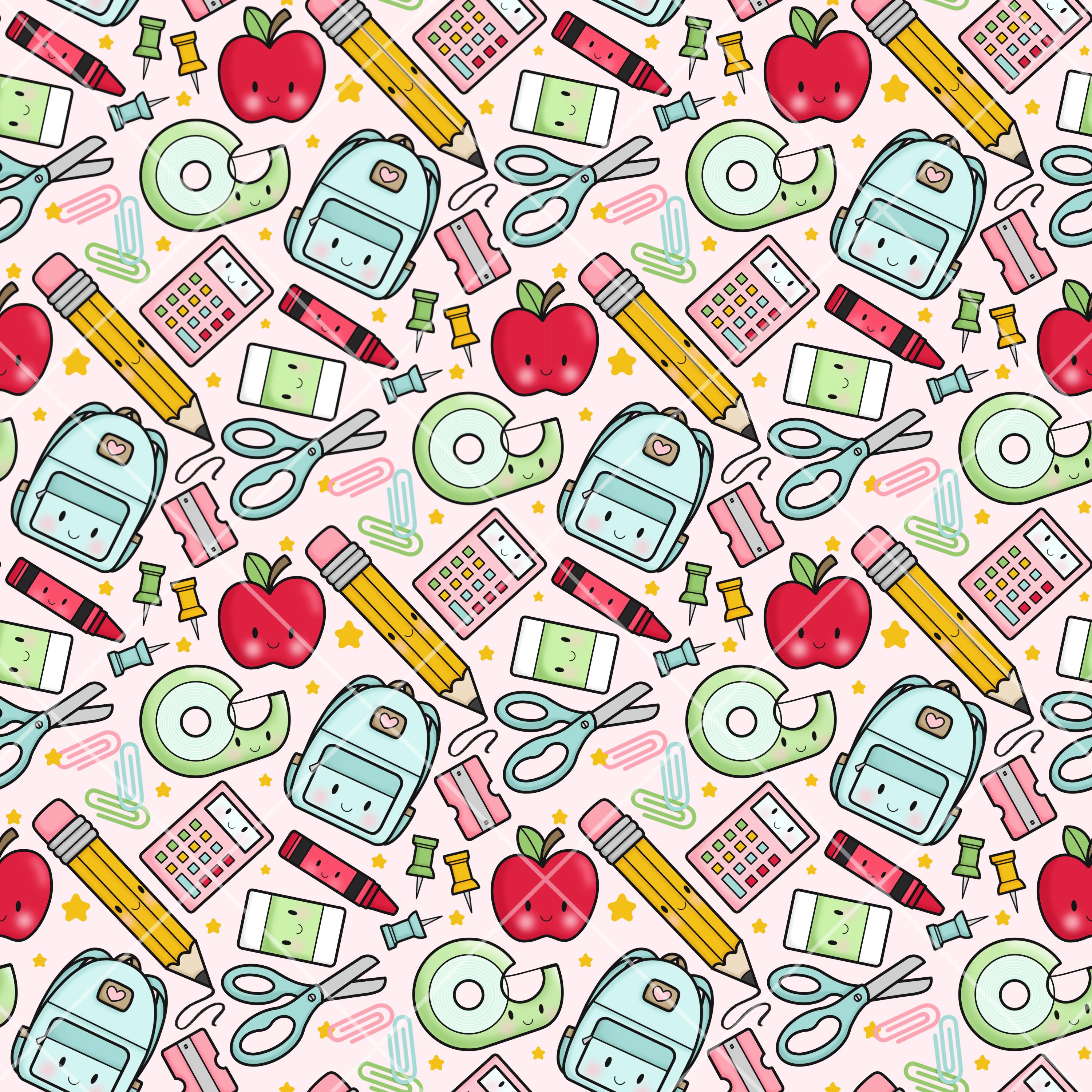 Back to School Digital Seamless Pattern / School Supplies Repeating ...