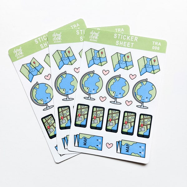 Globe Sheet Stickers - Etsy