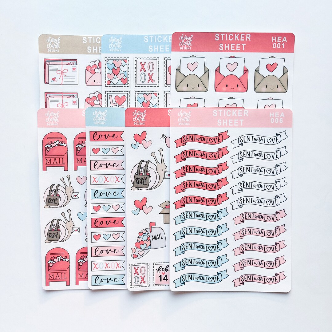 Love Theme Happy Mail Sticker Bundle/ Snail Mail Stickers / Heart ...