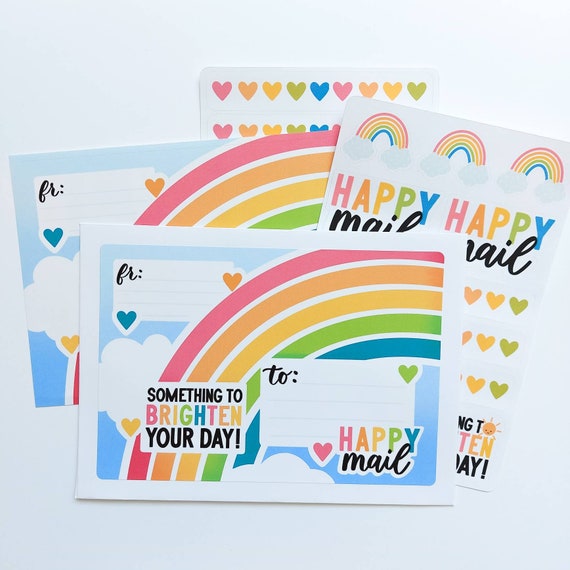 Rainbow Address Label Stickers / Pen Pal Happy Mail Stickers / - Etsy