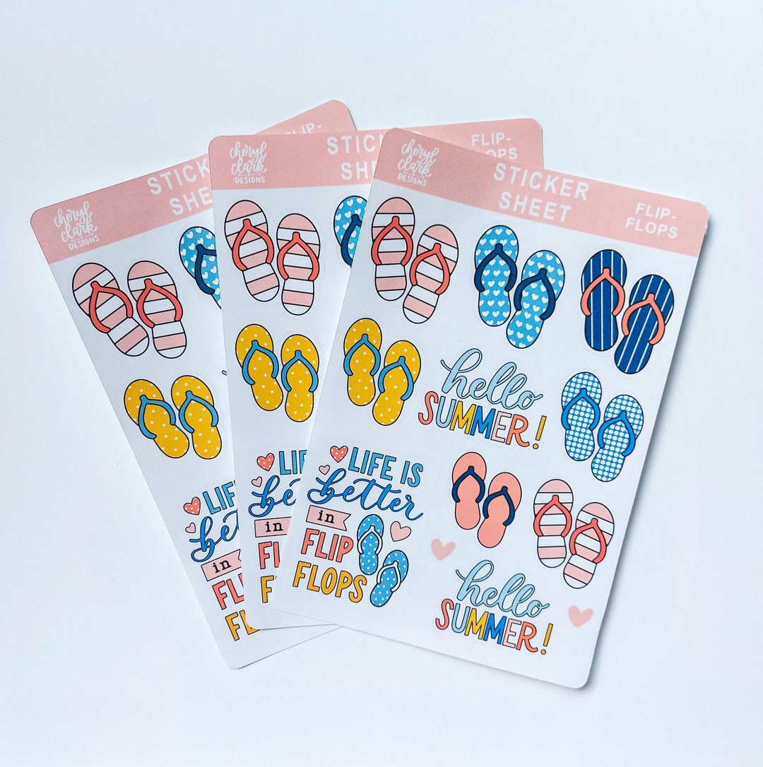 Flip-flop Sticker Sheets / Beach Theme Stickers / Summer Stickers ...
