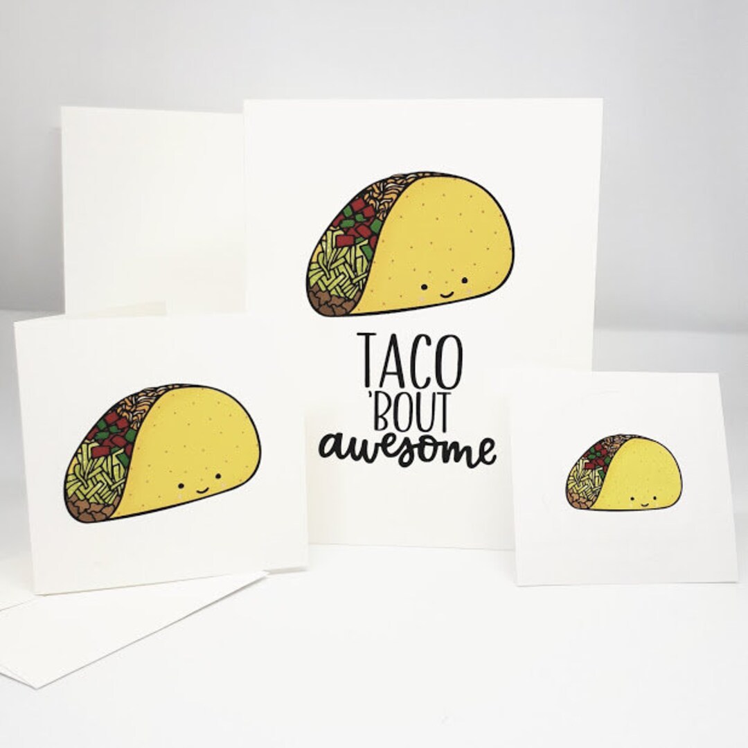 Taco Card / Taco Set / Taco Stationary / Sticker / Taco Sticker / Food ...