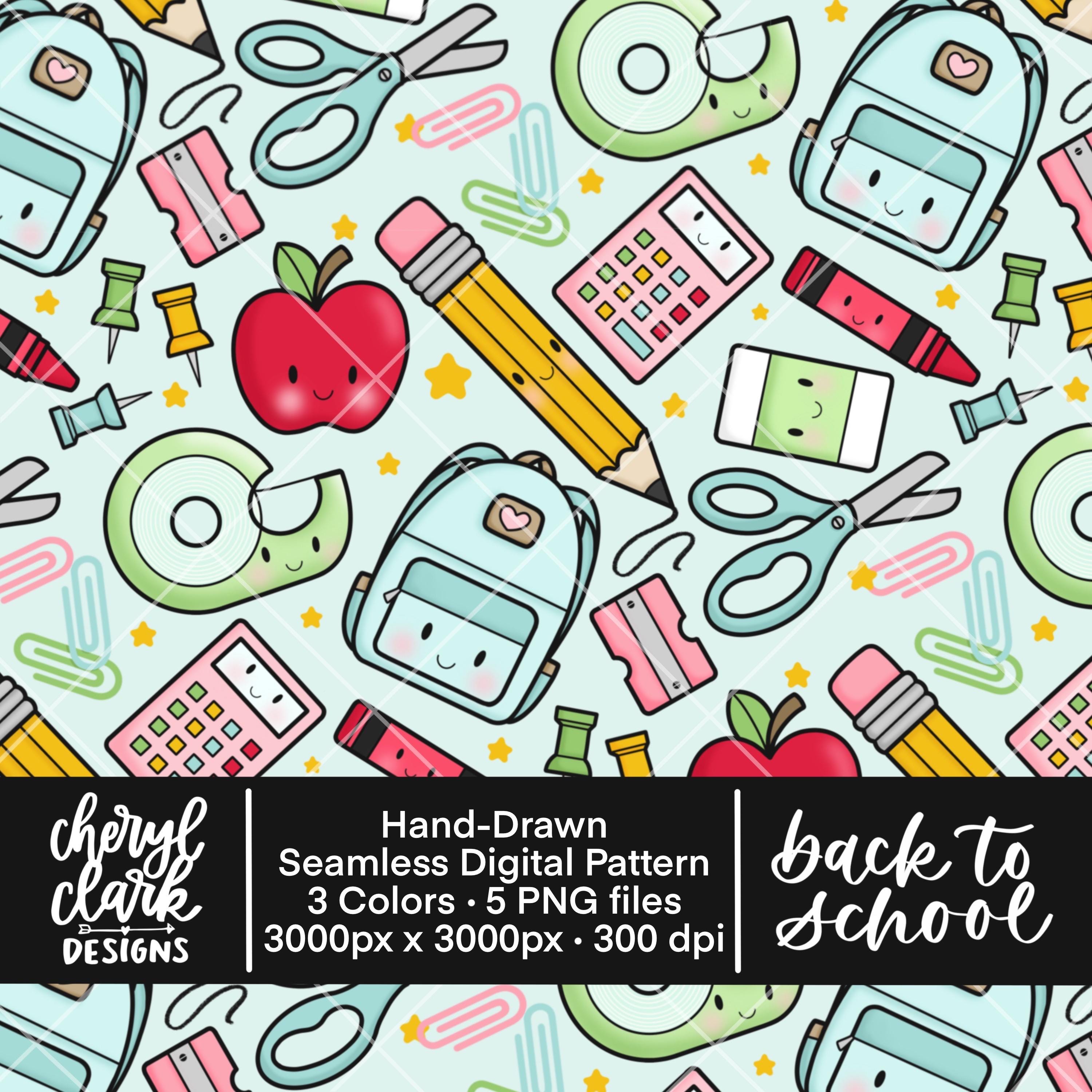 Back to School Digital Seamless Pattern / School Supplies Repeating ...