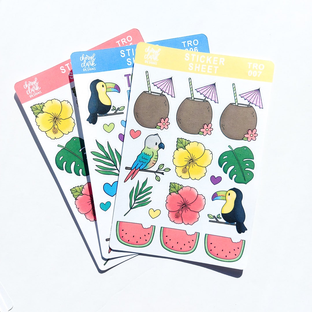 Tropical Stickers Variety Pack / Tropical Birds Sticker / Tropical ...