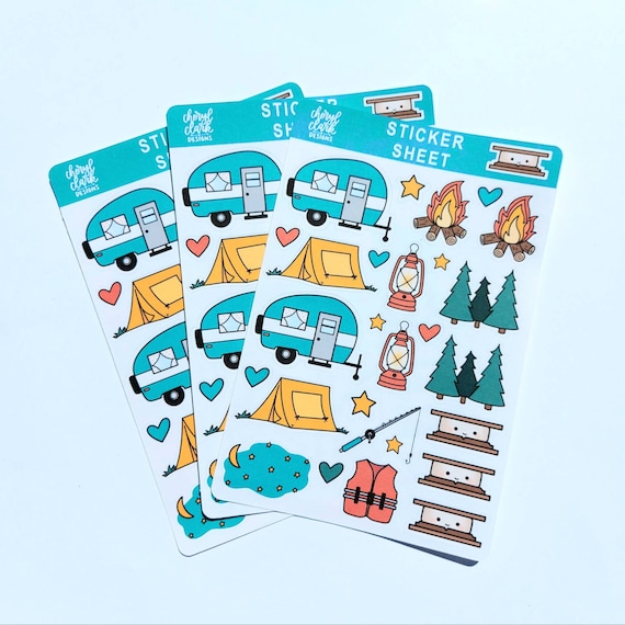 Camping Stickers / Journal Stickers / Camp Themed Stickers / | Etsy
