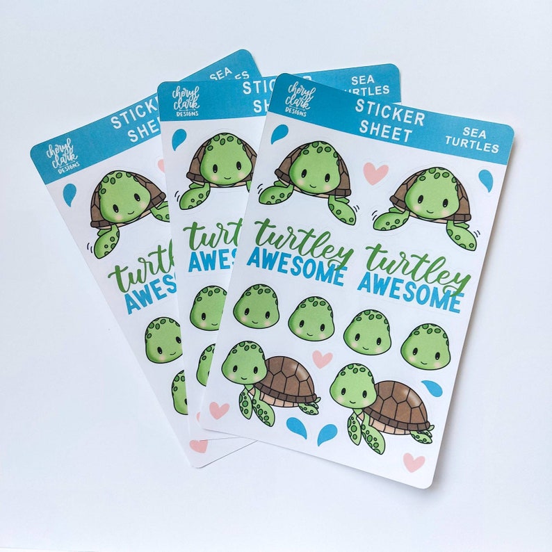 Sea Turtle Sticker Sheets / Beach Theme Stickers / Summer Stickers ...