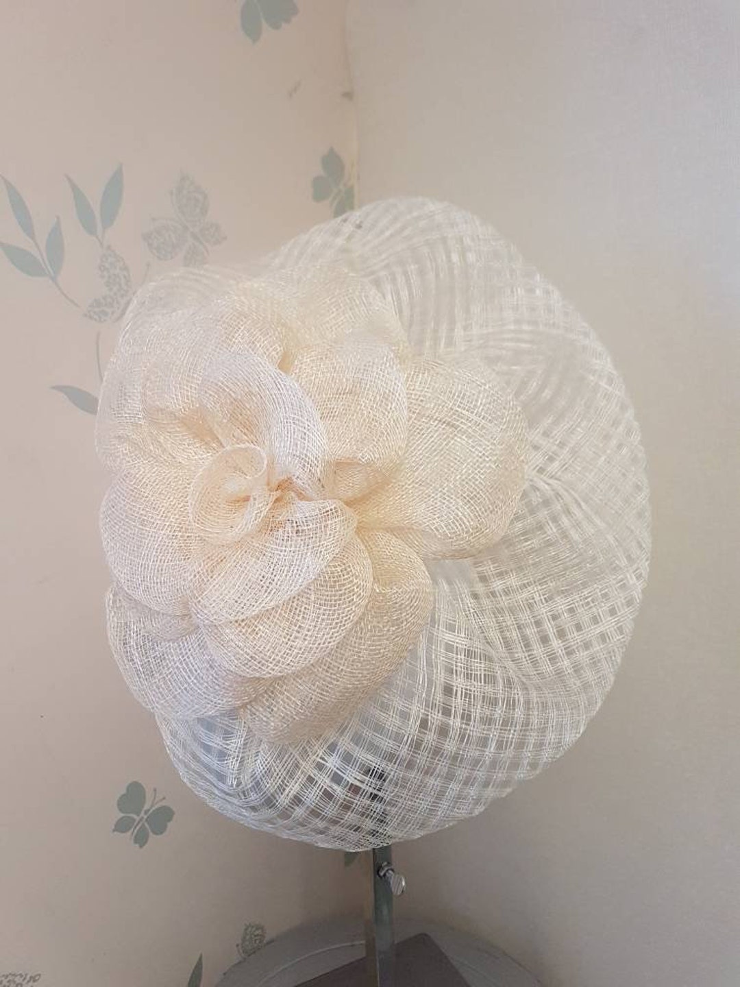 Ivory Sinamay Fascinator With Natural Coloured Sinamay Flower. for ...