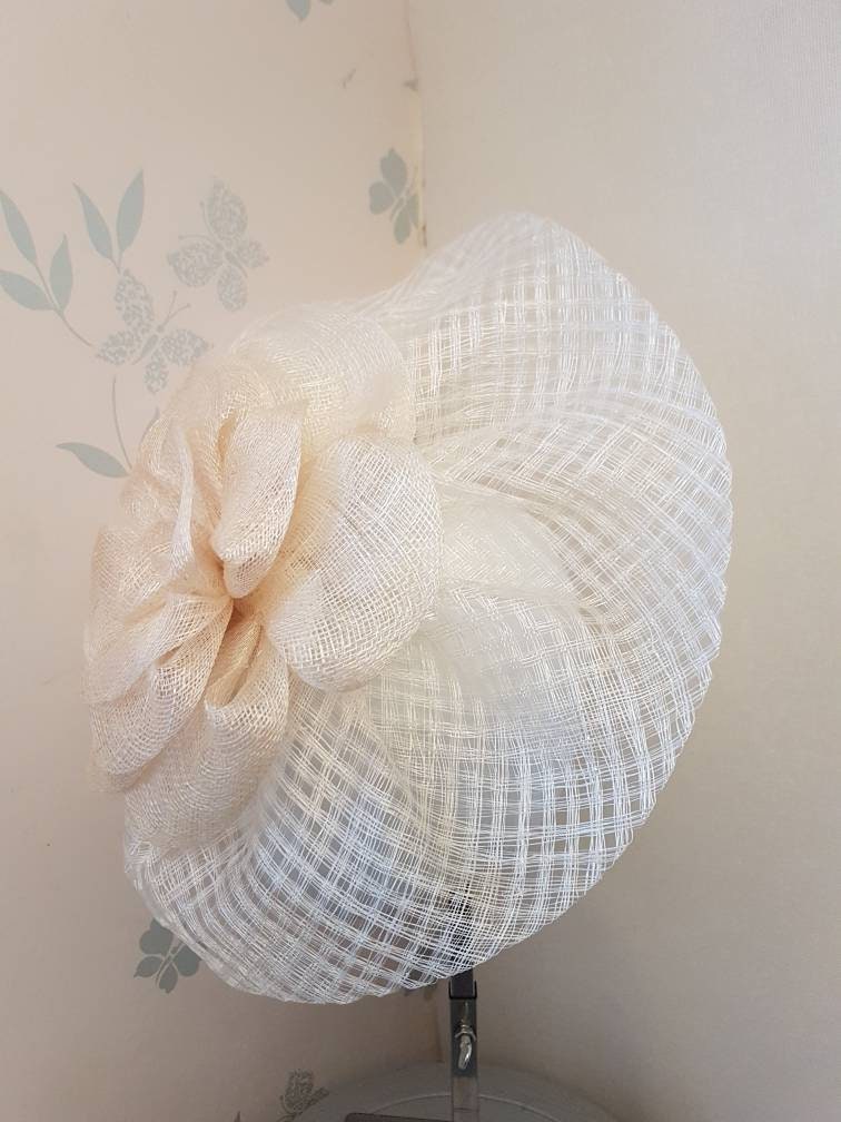 Ivory Sinamay Fascinator With Natural Coloured Sinamay Flower. for ...