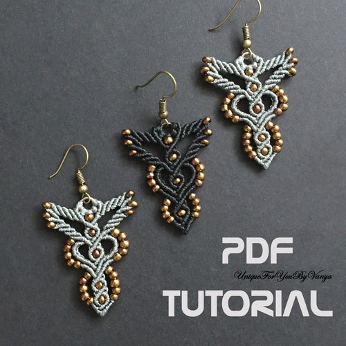 PDF Tutorial Macrame Earrings PATTERN Micro Macrame - Etsy