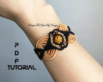 Macrame Bracelet PDF Pattern, Heart Bangle DIY Tutorial, Micro Macrame ...