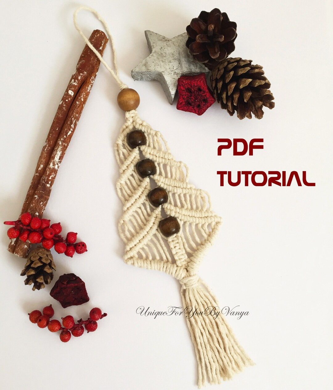 Macrame Christmas Tree Ornament, PDF Christmas Pattern, Christmas Tree ...