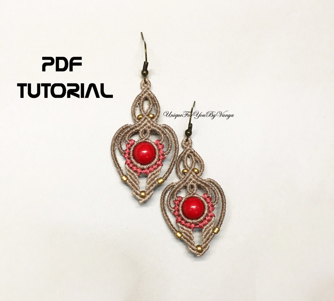 Boho Micro Macrame Earrings Pattern, DIY Dangle Macrame Earrings, Micro ...