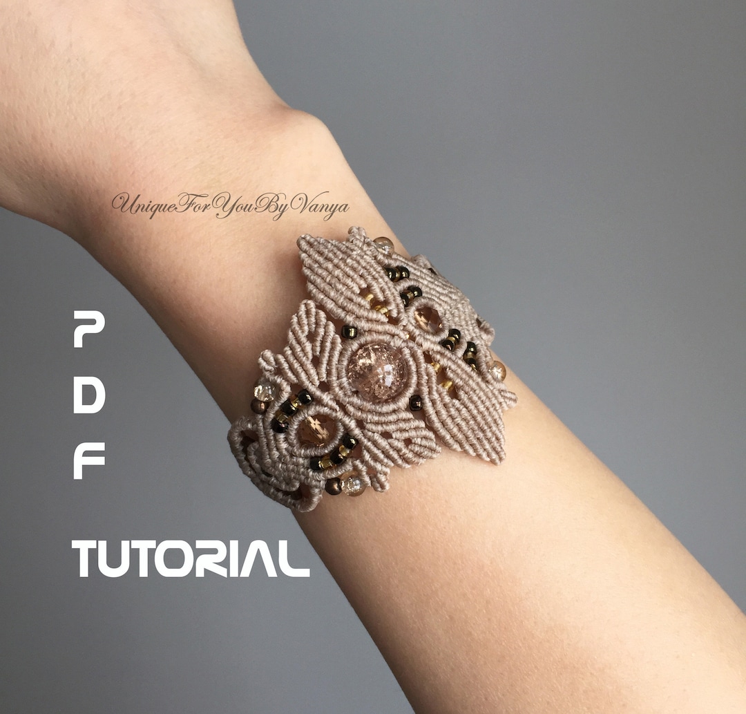 Micro Macrame Asymmetric Bracelet Pattern, DIY Micro Macrame Tutorial, Macrame Cuff Pattern ...
