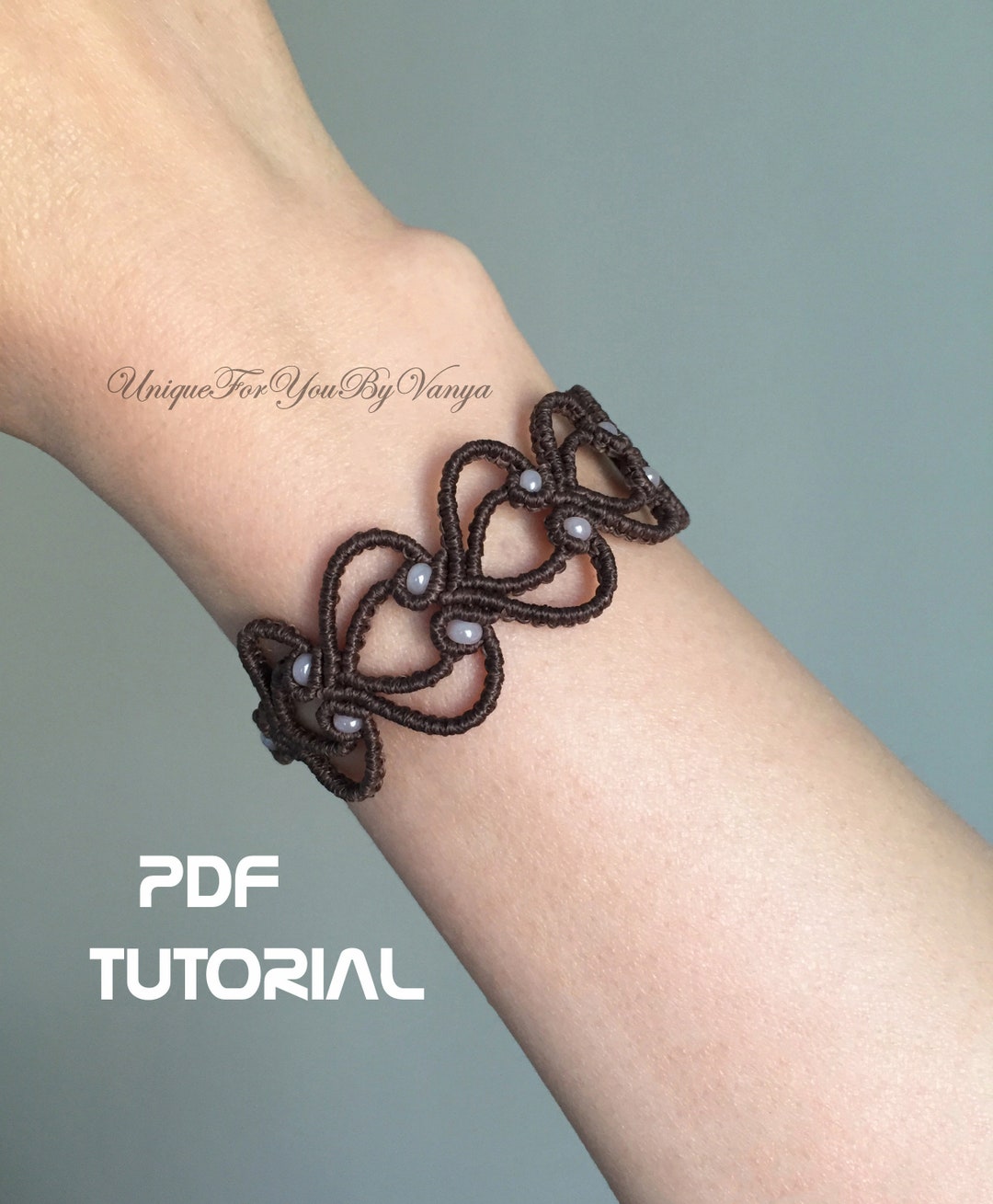 Macrame Bracelet PDF Pattern, Heart Bangle DIY Tutorial, Micro Macrame ...
