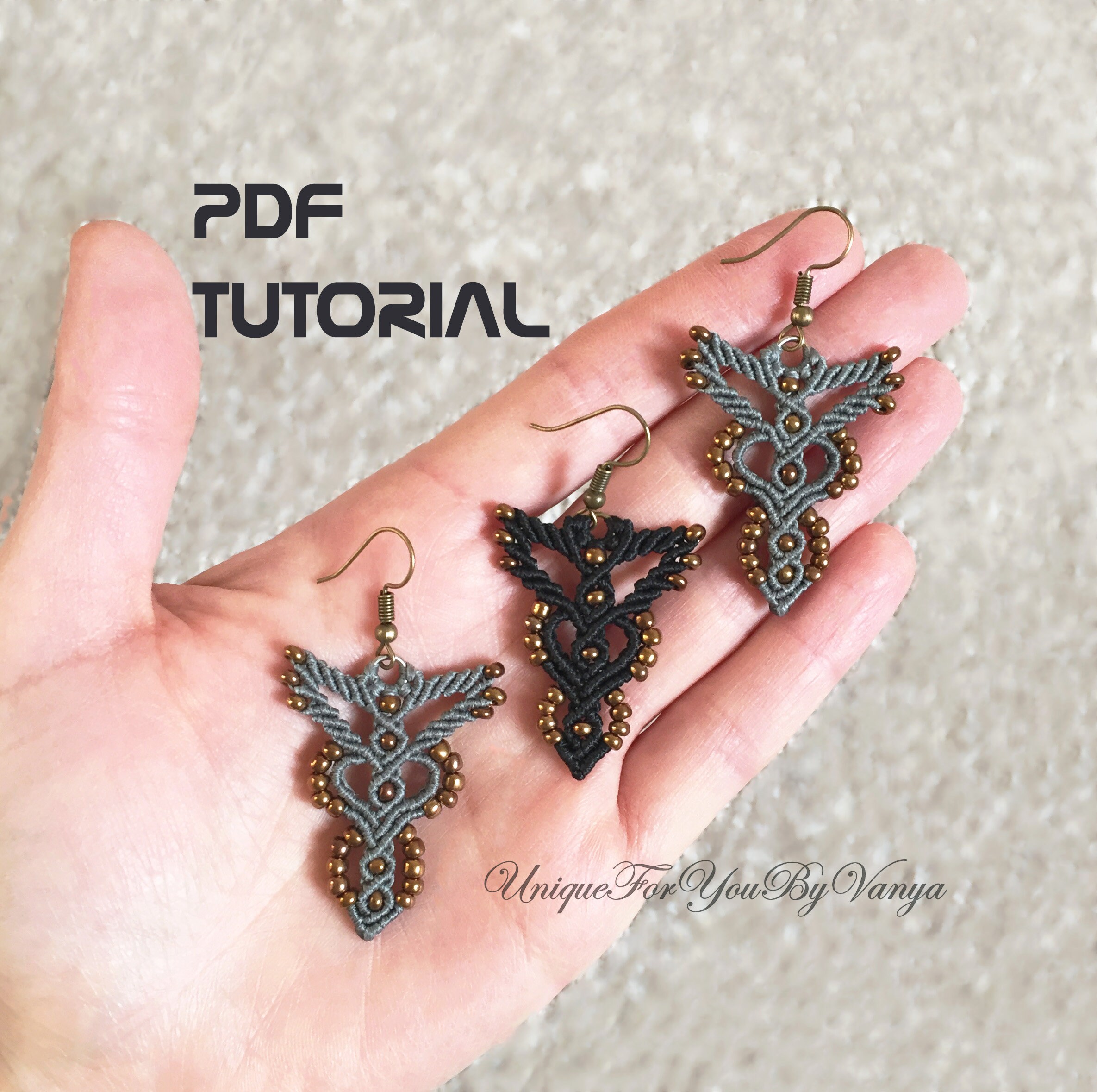 PDF Tutorial Macrame earrings PATTERN Micro macrame | Etsy