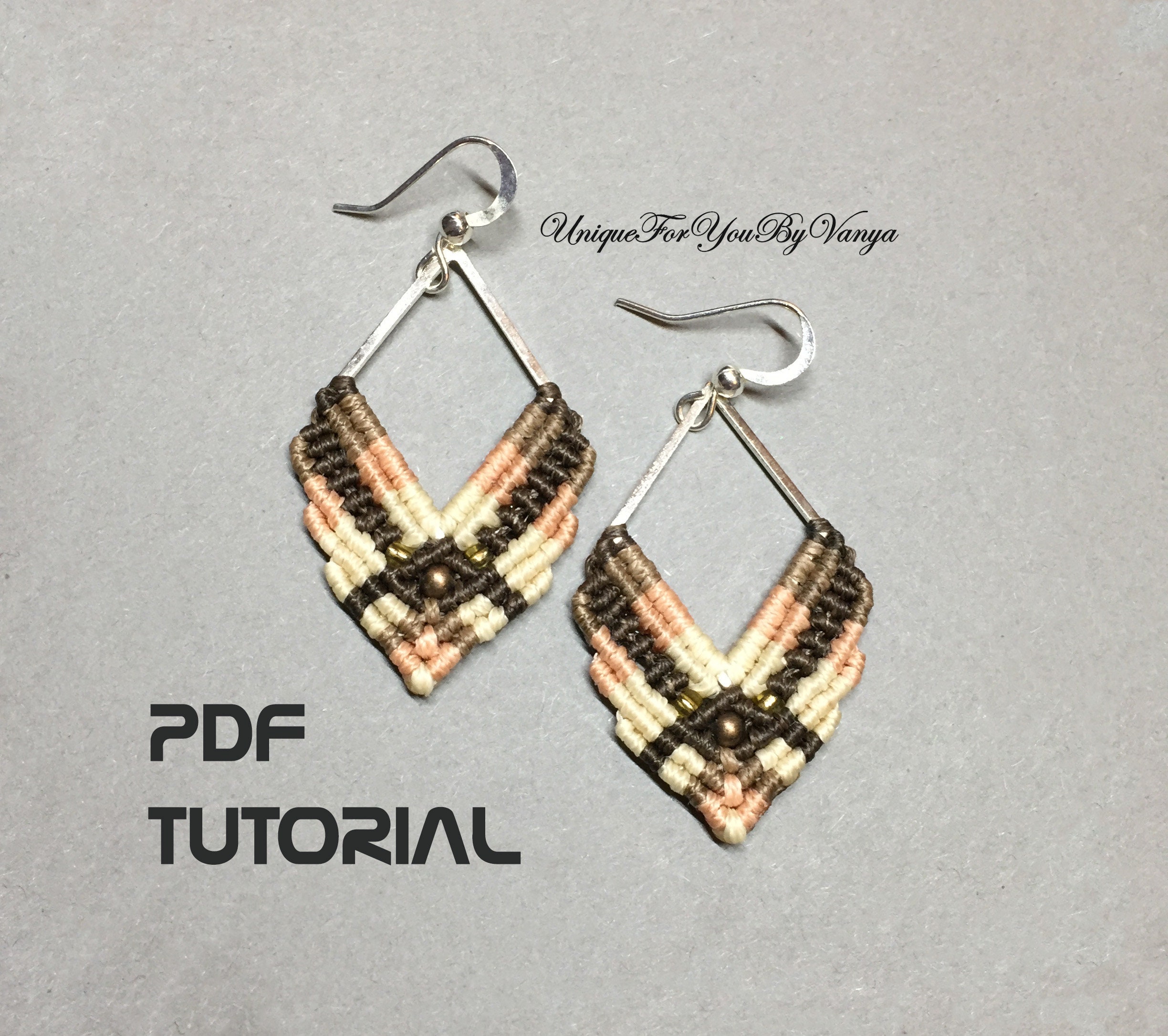 Micro Macrame Earrings Tutorial, Macrame Earrings Pattern, PDF Macrame ...