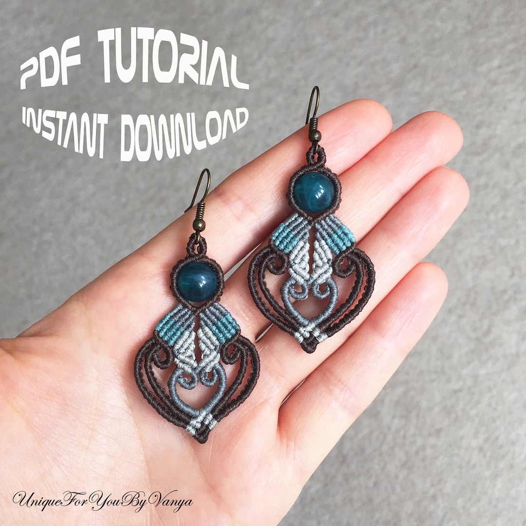 PDF Tutorial, Macrame Earrings PATTERN, Micro Macrame Tutorial, DIY ...
