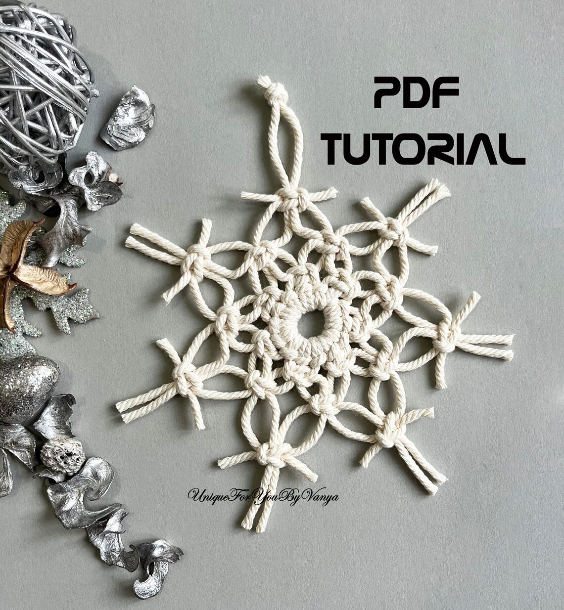 Macrame Snowflake Ornament, PDF Christmas Pattern, Christmas Tutorial ...