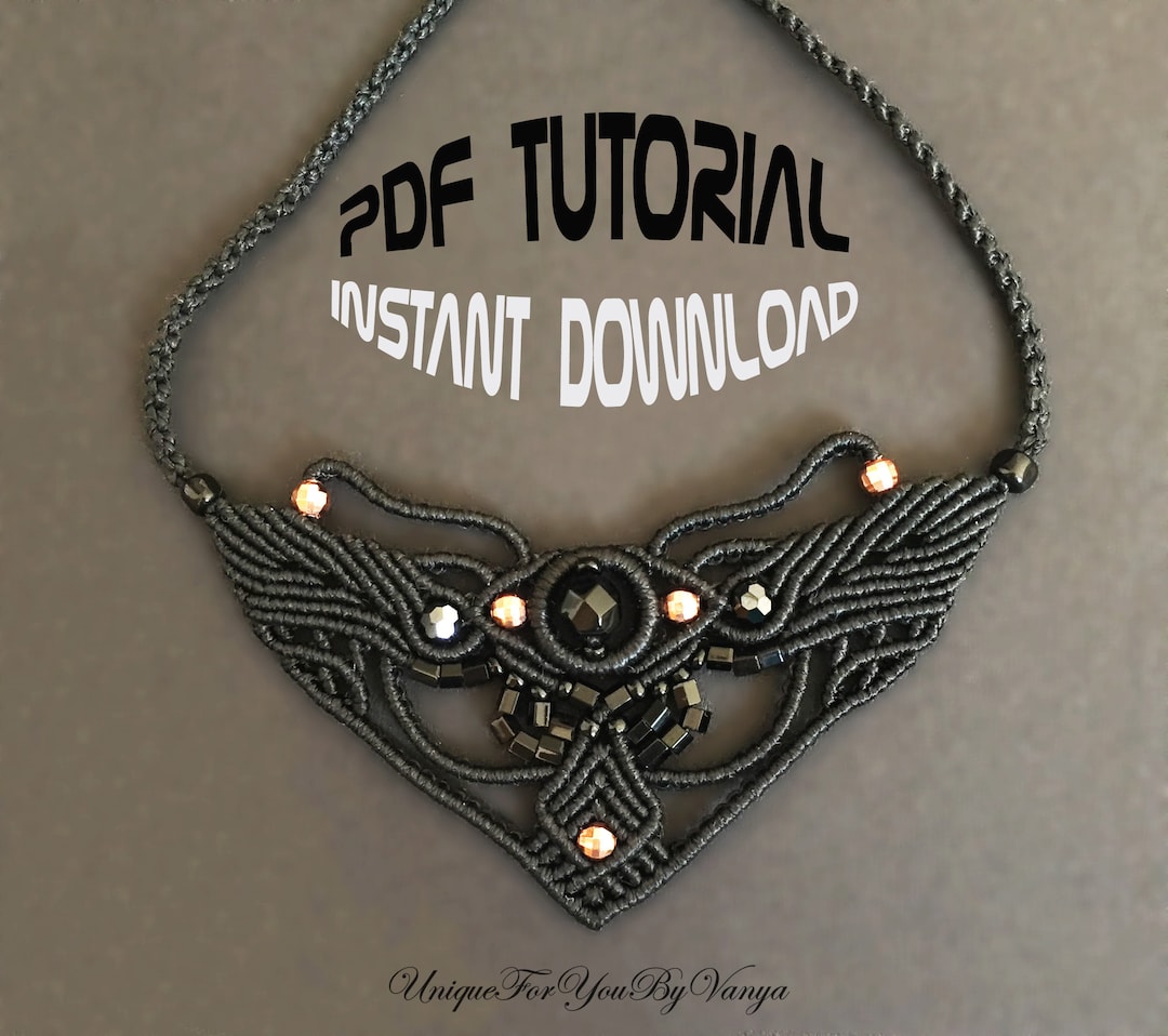 Micro Macrame Necklace Pattern, Macrame Necklace Tutorial, Macrame DIY Necklace, Bib Necklace ...