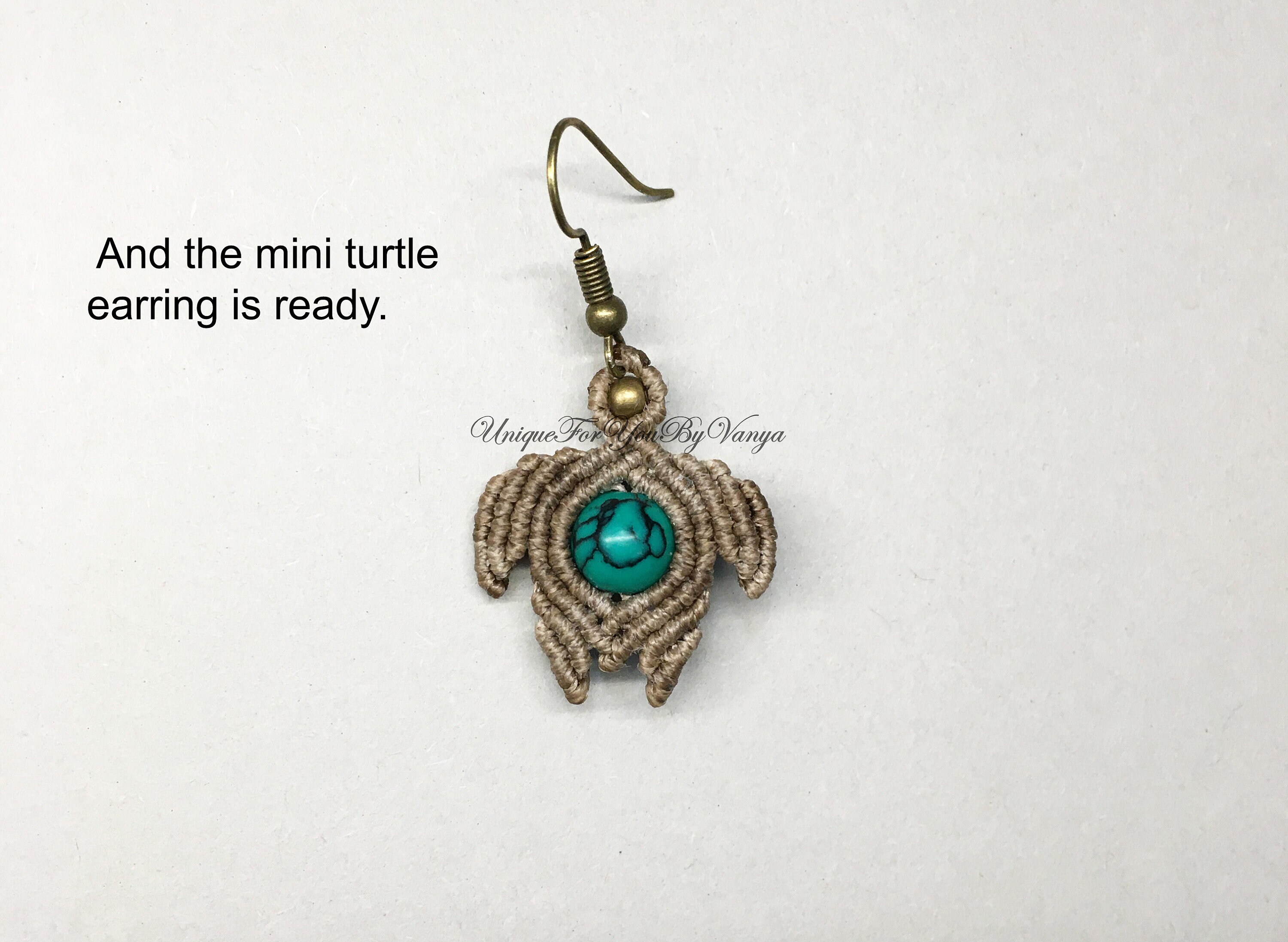 Mini Turtle Macrame Earrings Pattern, Macrame Jewellery Tutorial ...