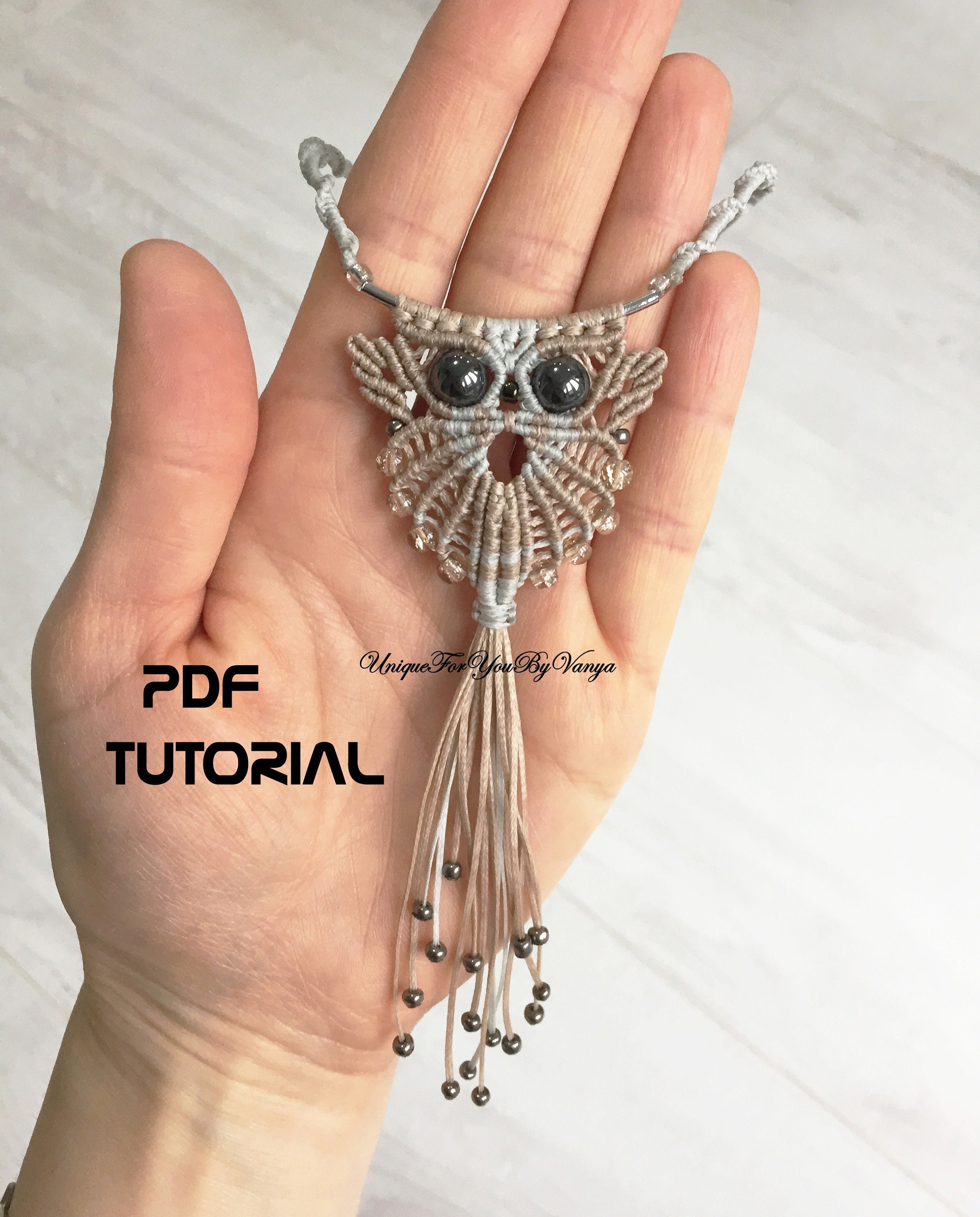 Macrame Owl Pendant Pattern Micro Macrame Necklace - Etsy