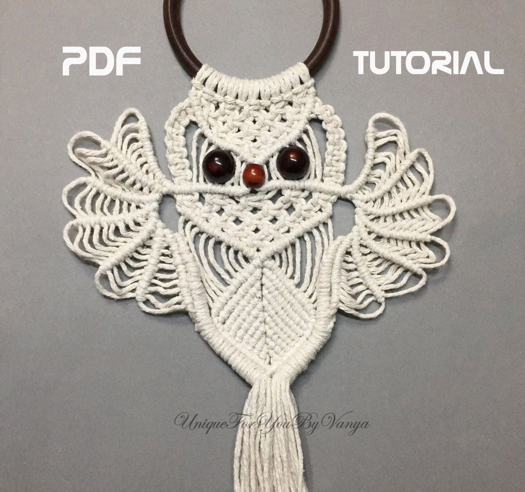 Small Macrame Pattern Owl Wall Hanging, Macrame PDF Pattern Decor, Macrame Boho Decor ...